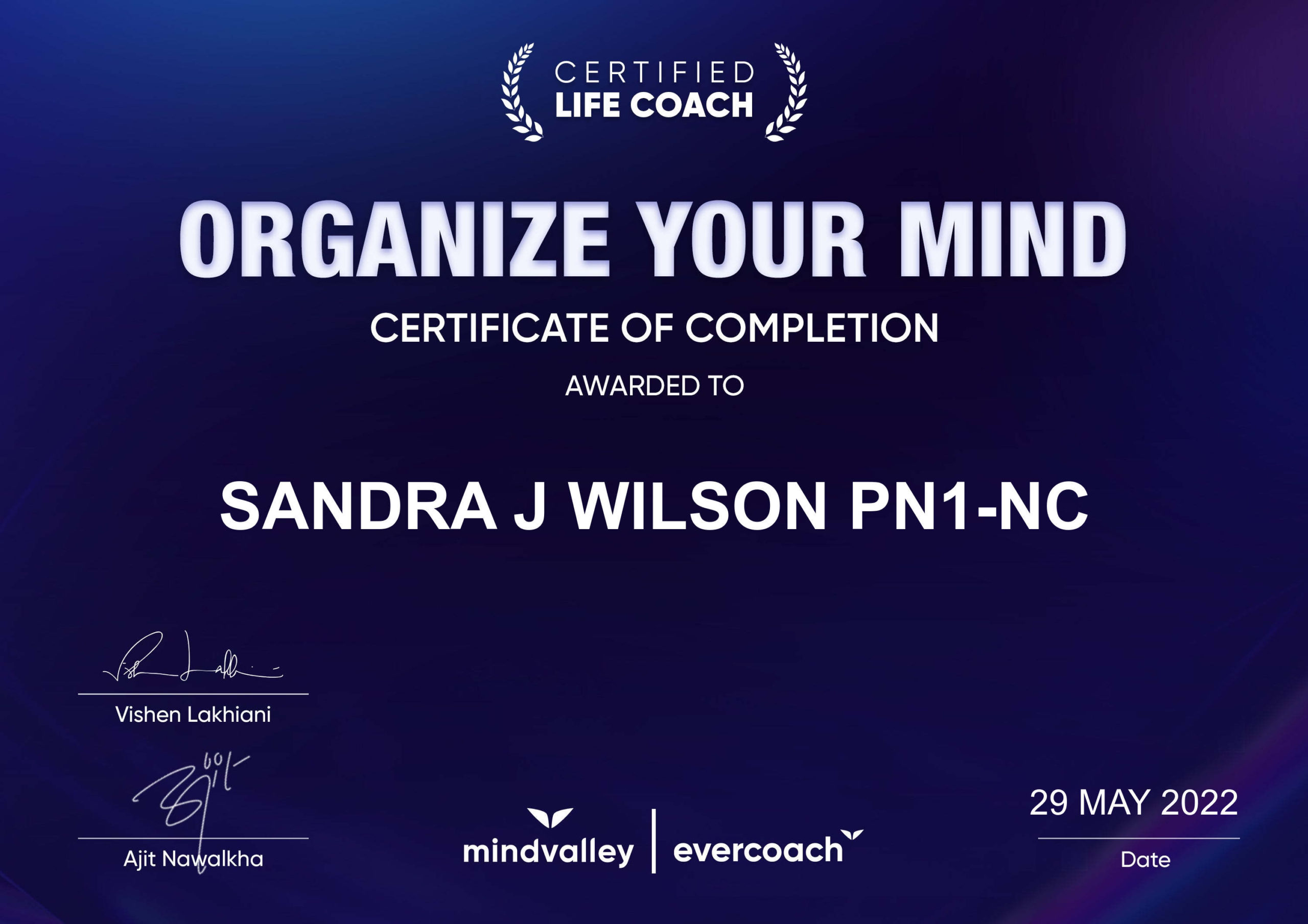 Certifications | Sandra J Wilson